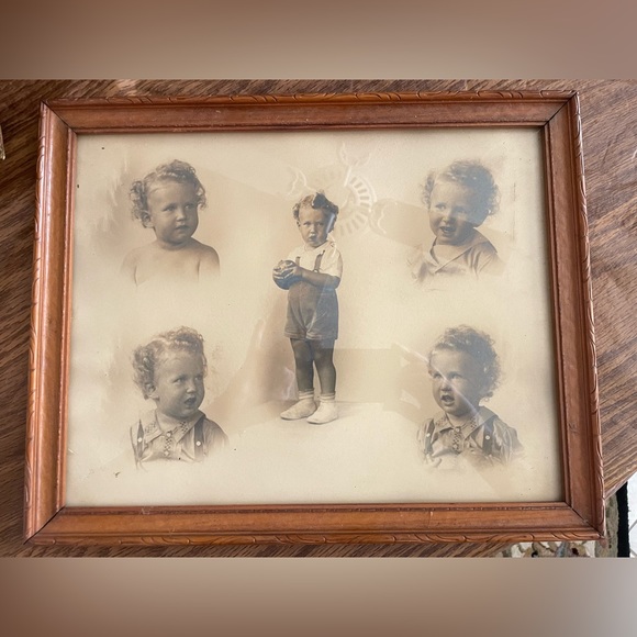 Accents | Antique Wooden Frame 5 Child Portraits 155x 125 Hanging ...